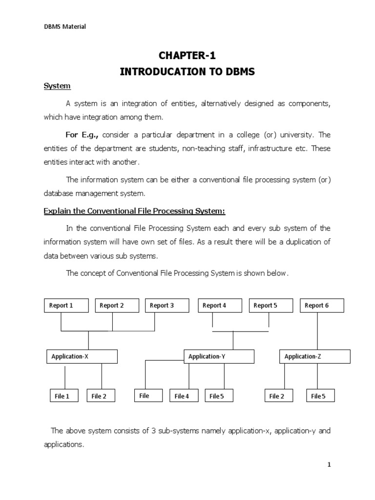 Chapter-1 Introducation To DBMS: System | PDF | Conceptual Model | Database Transaction