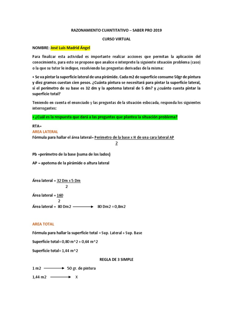 Razonamiento Cuantitativo Saber Pro Taller 2 | PDF | Enseñanza de ...