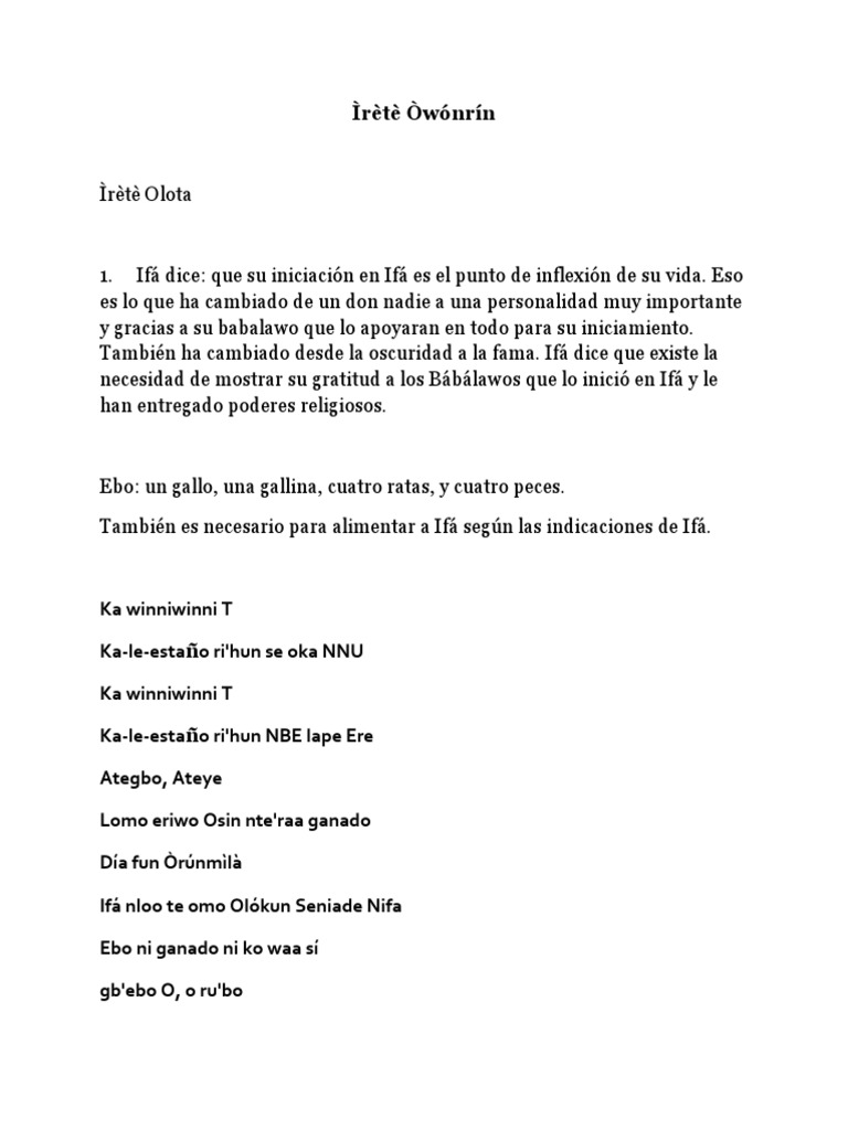 217si - Irete Owonrin (Espanol) | PDF | Santeria | Religión étnica