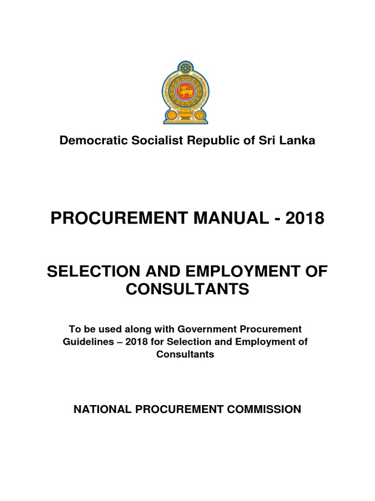 Sri Lanka Consultant Procurement Manual | PDF | Procurement | Request For Proposal