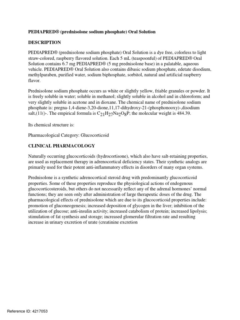 PEDIAPRED® (Prednisolone Sodium Phosphate) Oral Solution Description ...