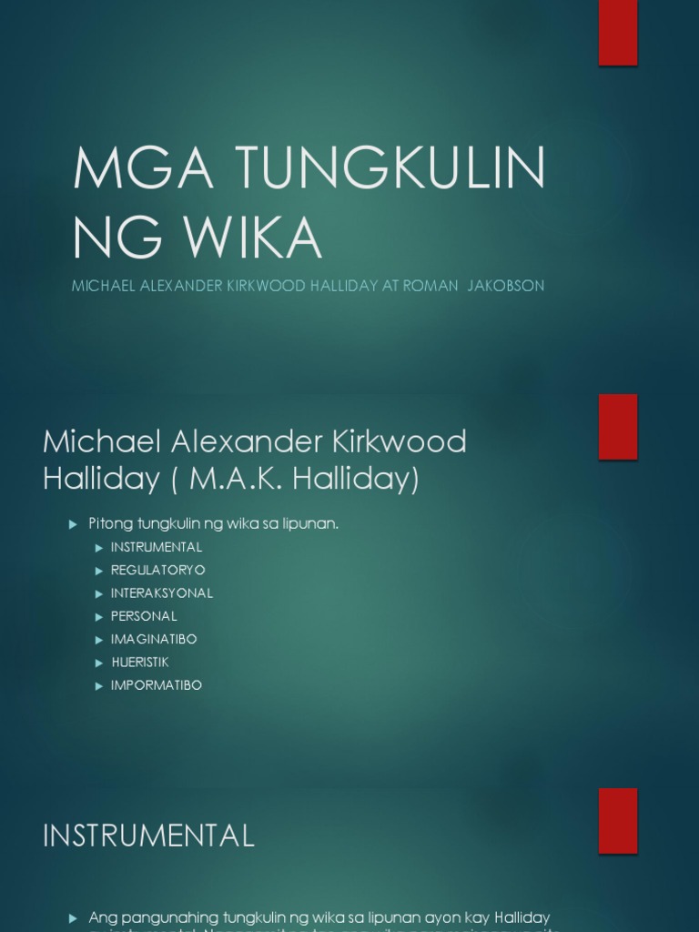 Day 1 - Tungkulin NG Wika by Halliday | PDF