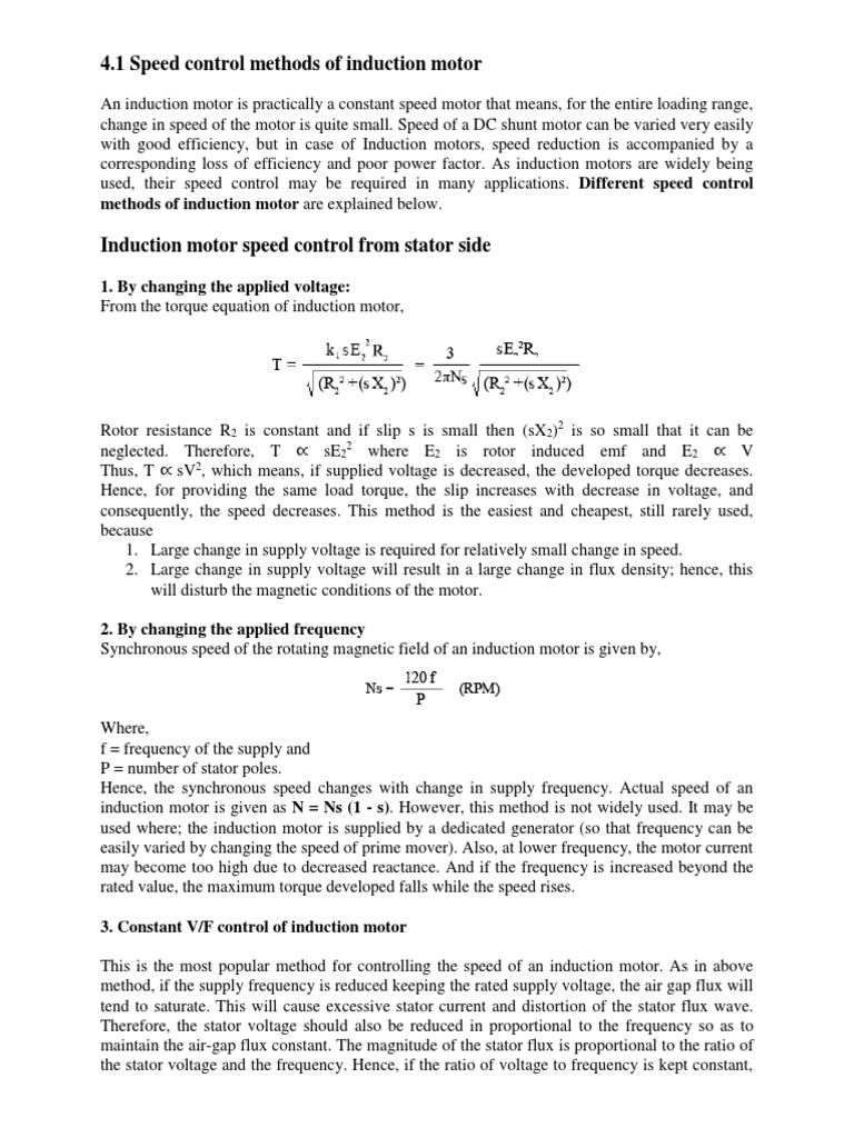 Speed Control Methods of Induction Motor | PDF | Electric Motor ...