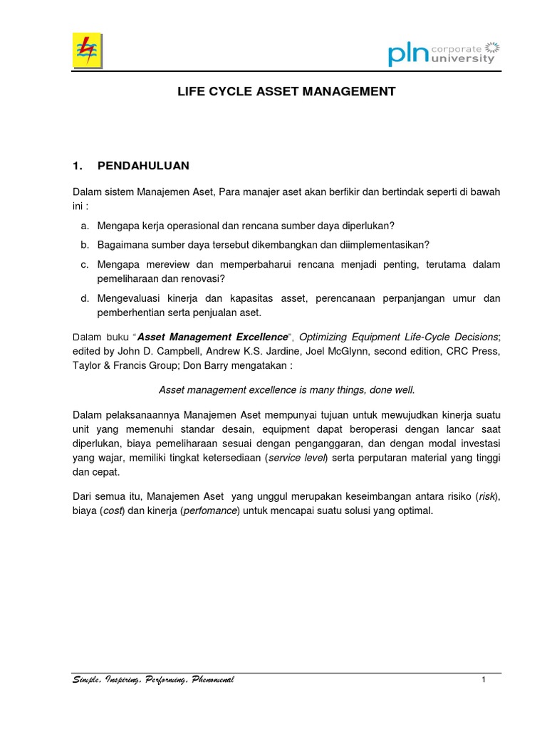 Life Cycle Asset Management | PDF