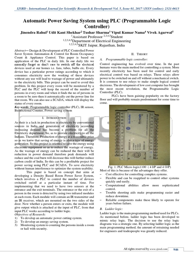 Automatic Power Saving System Using PLC (Programmable Logic Controller) | PDF | Programmable ...