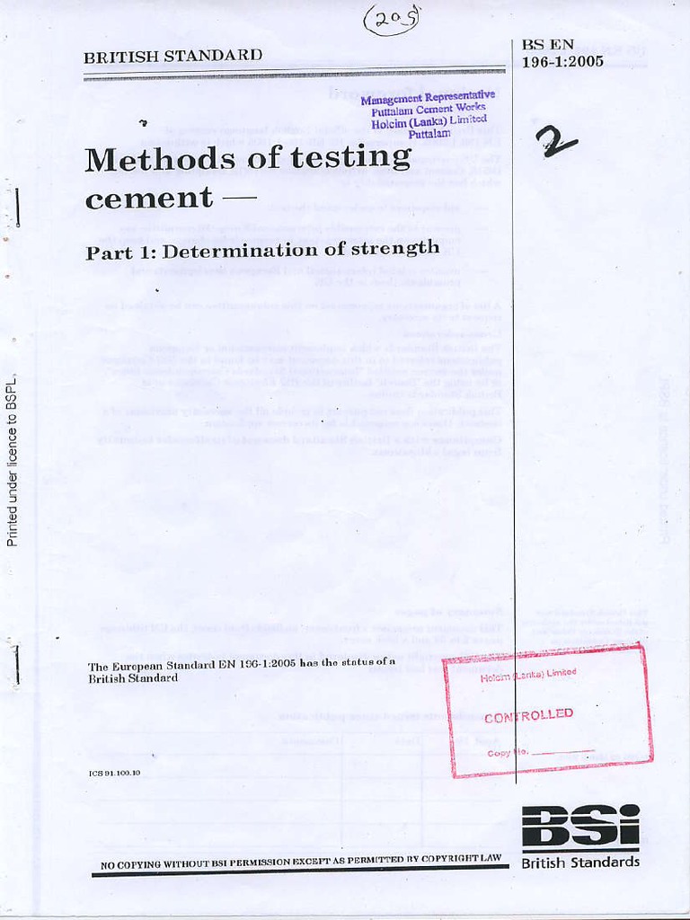 BS en 196-1 2005 | PDF