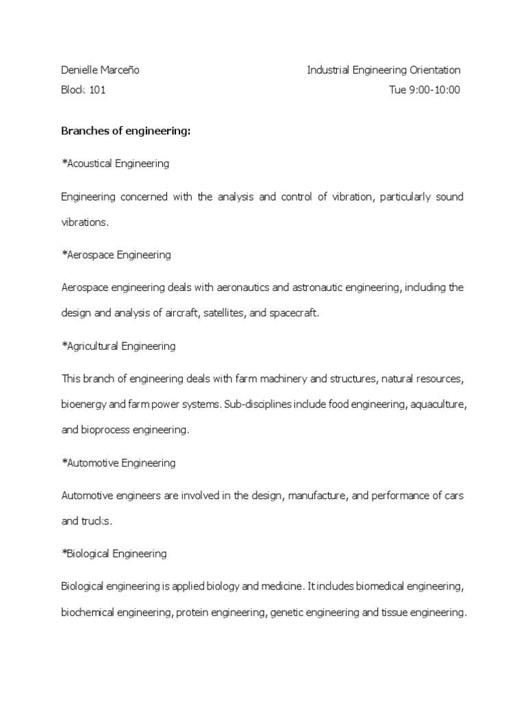 Ieo Branches of Engineering | PDF | Engineering | Mechanical Engineering