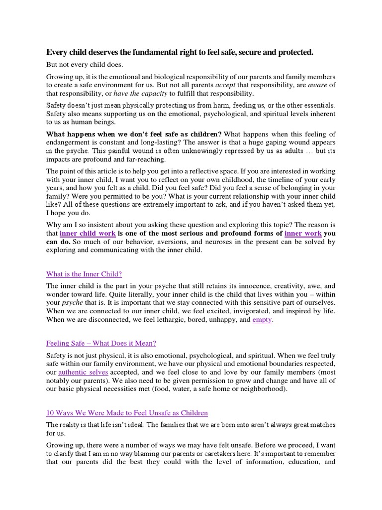 Inner Child | PDF | Child Neglect | Psychological Trauma