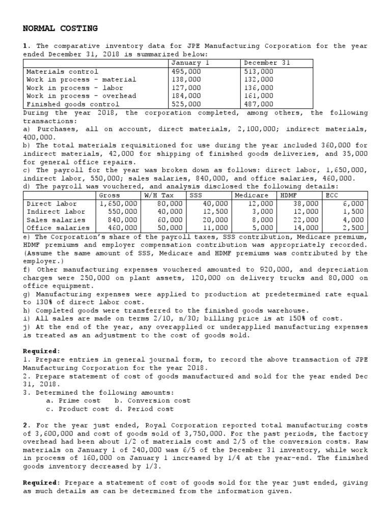 Normal | PDF | Cost Of Goods Sold | Cost