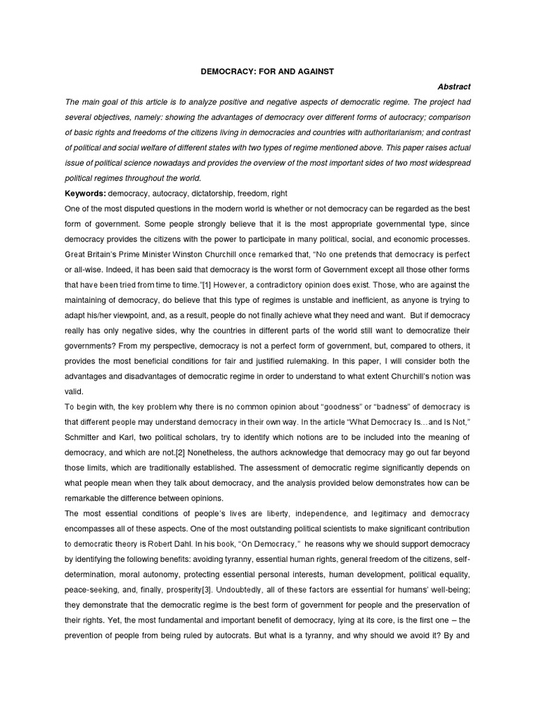Democracy: For and Against | PDF | Democracy | Political Ideologies