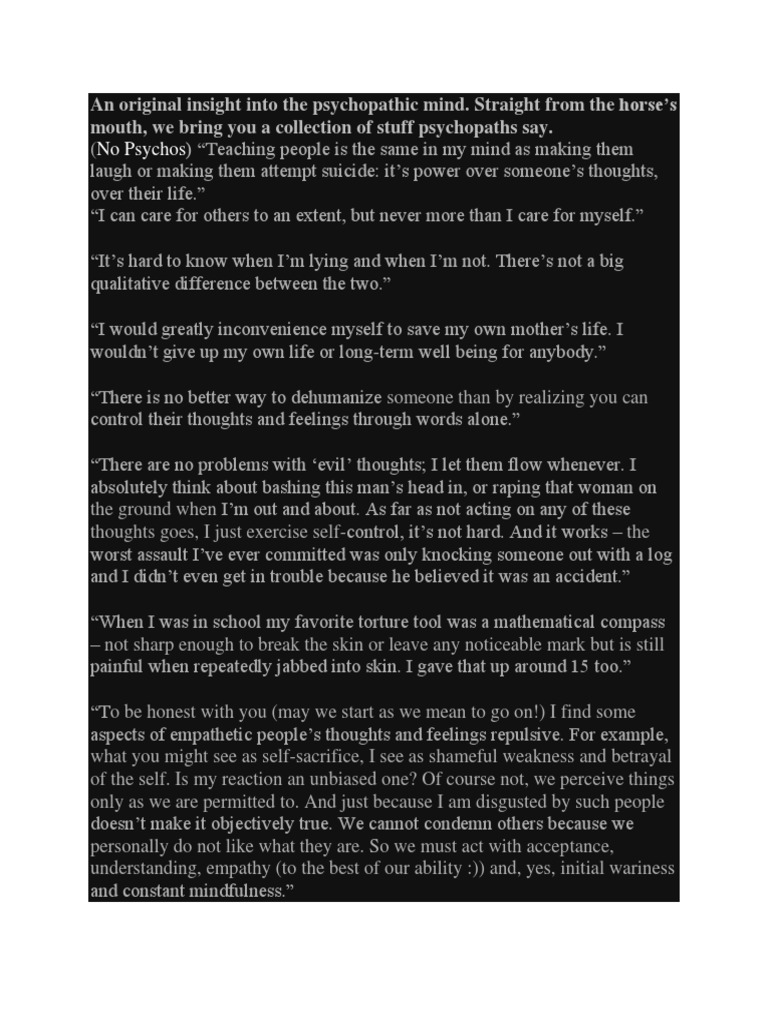 PSYCHOPATHS | PDF | Empathy | Behavioural Sciences