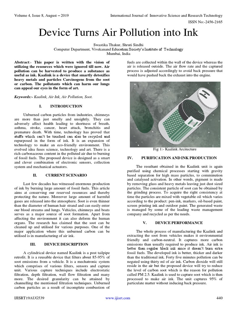 Device Turns Air Pollution Into Ink | PDF | Particulates | Air Pollution