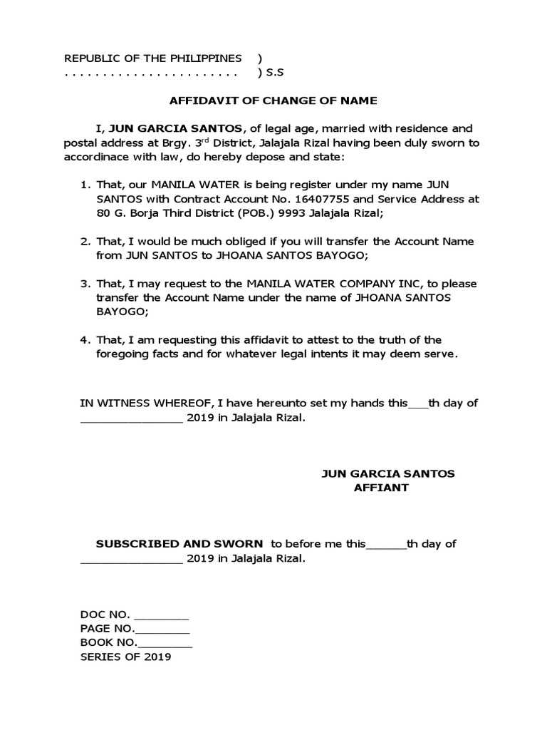 Affidavit of Change of Name | PDF