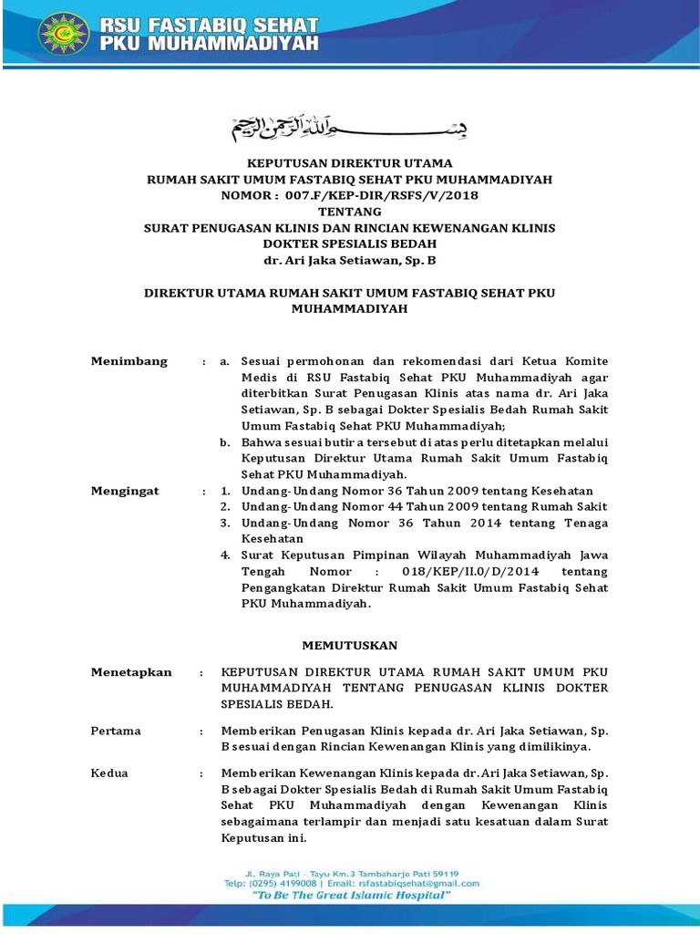 SPK Dan RKK DR Arijaka, SP.B | PDF