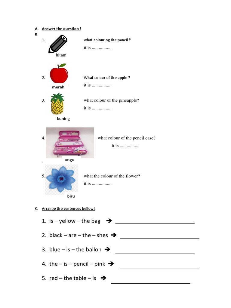 Color identification worksheet with answers | PDF | Graphite | Writing