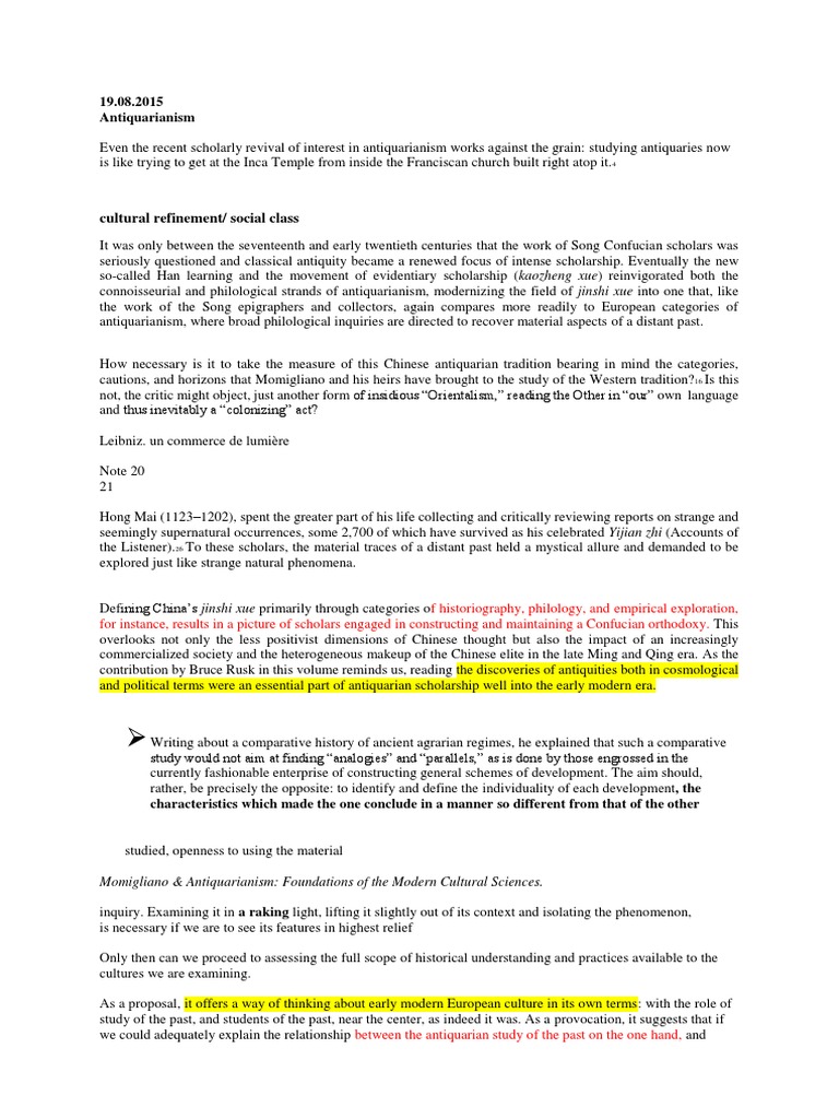 Cultural Refinement/ Social Class: 19.08.2015 Antiquarianism | PDF ...