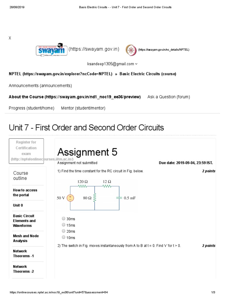 Basic Electric Circuits - Unit 7 - First Order and Second Order ...