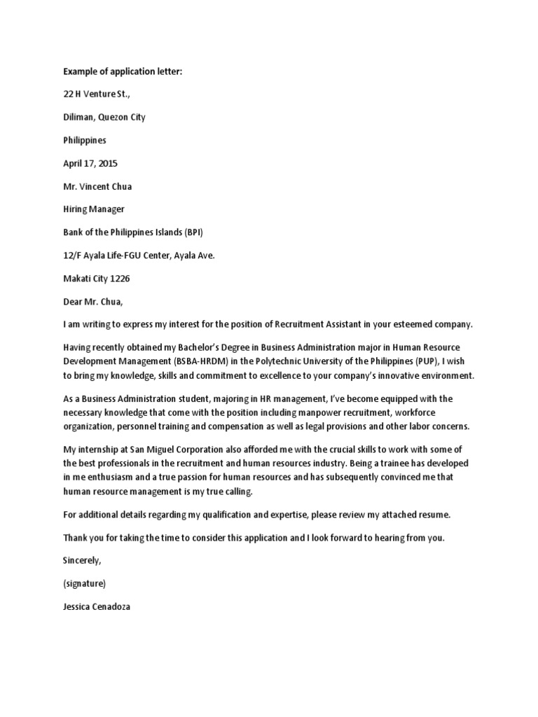 Application Letter | PDF