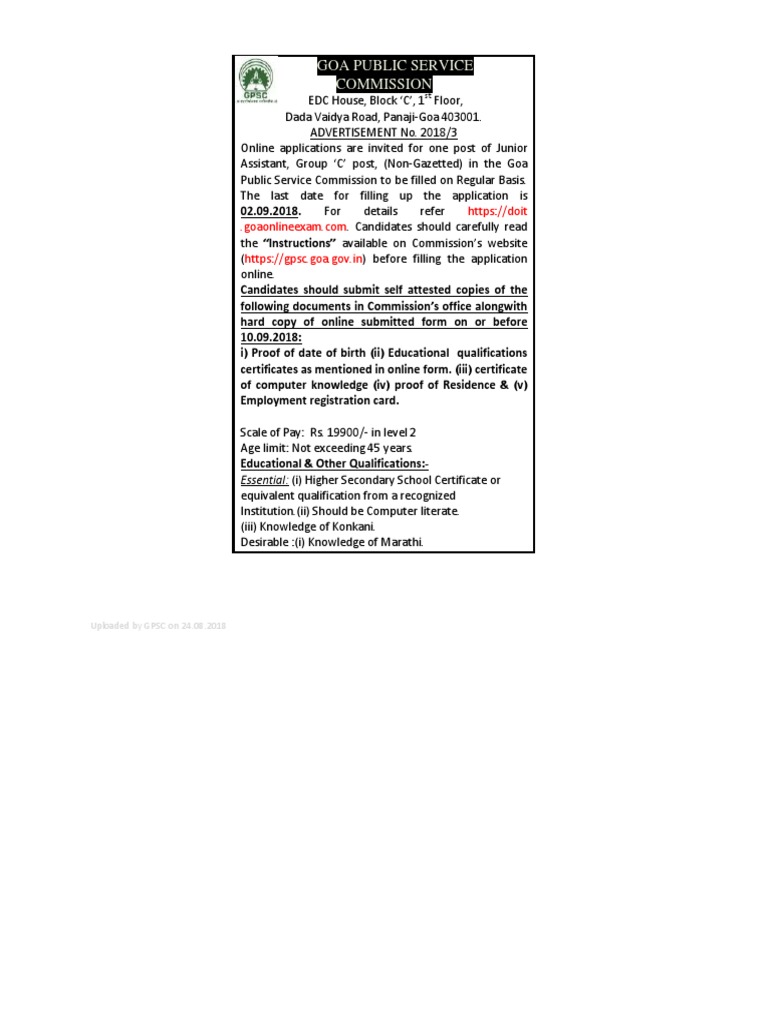 Goa Public Service: Commission | PDF