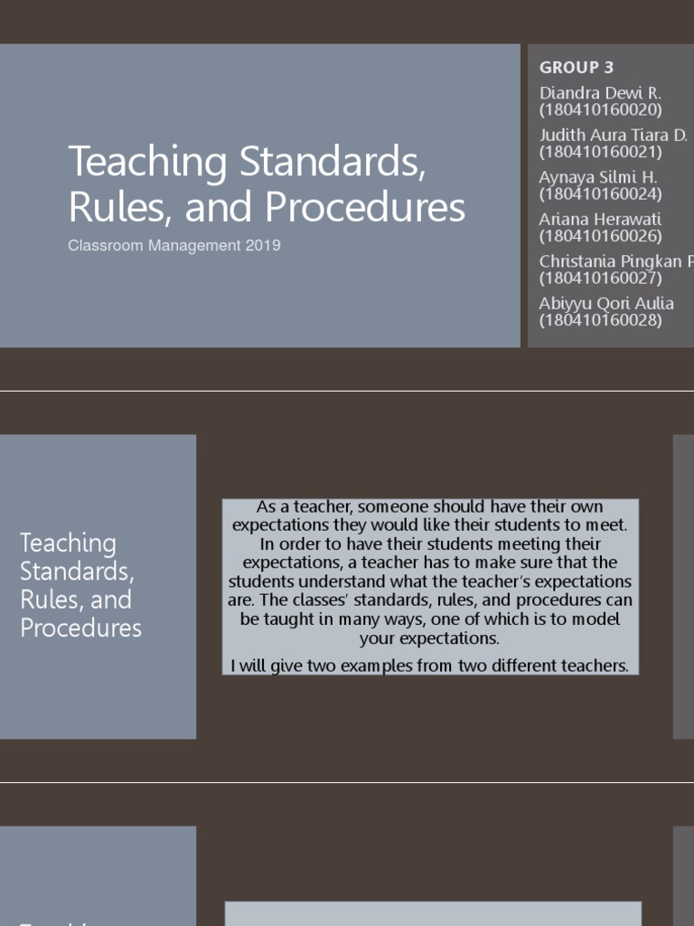 Teaching Standards, Rules, and Procedures | PDF | Teachers | Classroom ...