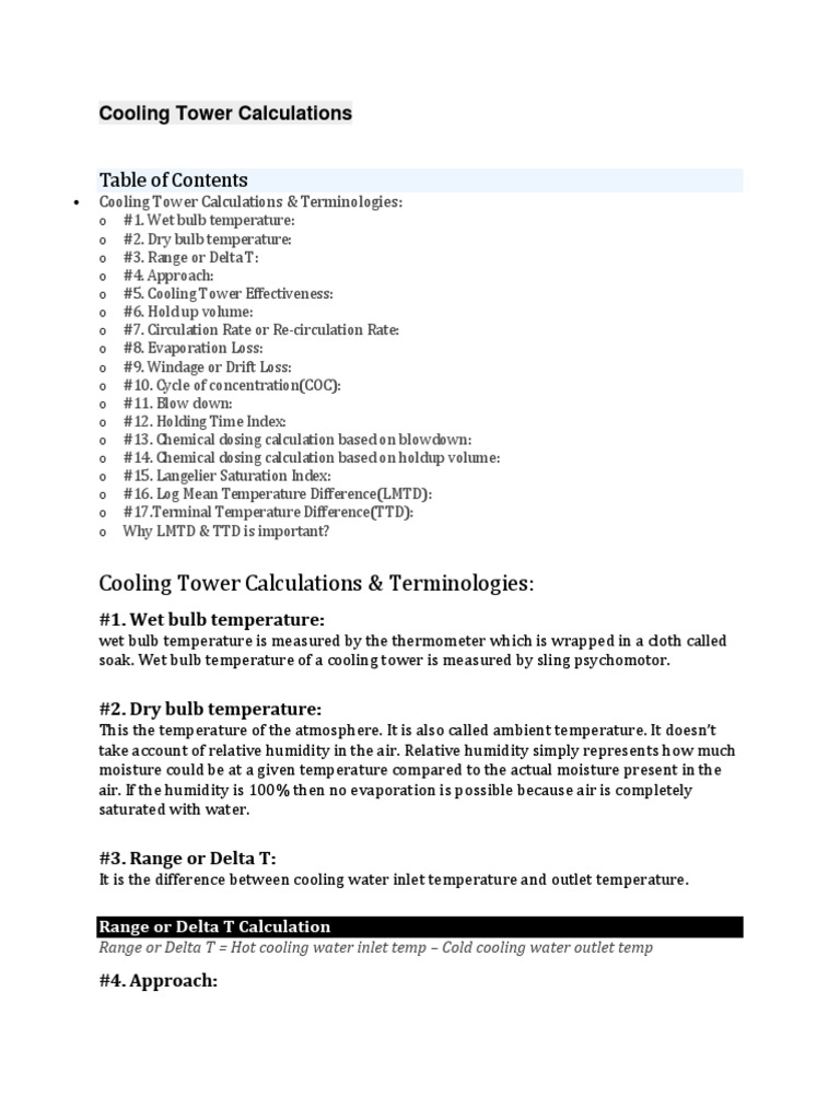 Cooling Tower Calculation | PDF | Heat Exchanger | Heat Transfer