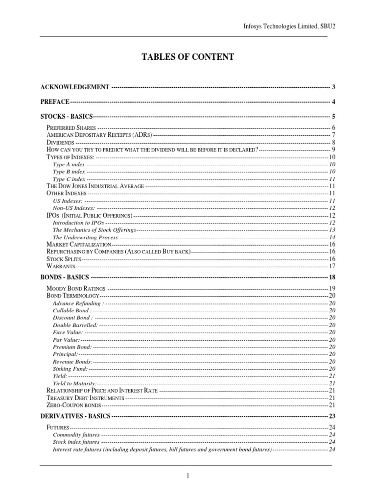 Tables of Content | PDF | American Depositary Receipt | Dividend