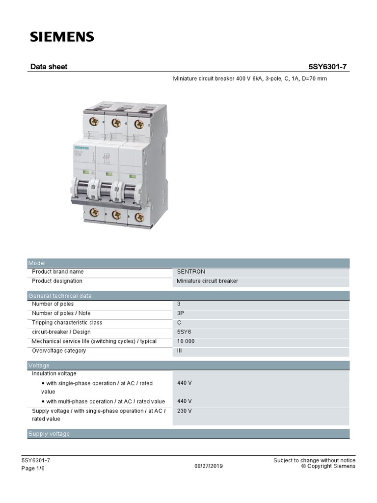 5SY63017 Datasheet en | PDF | Alternating Current | Electrical Components
