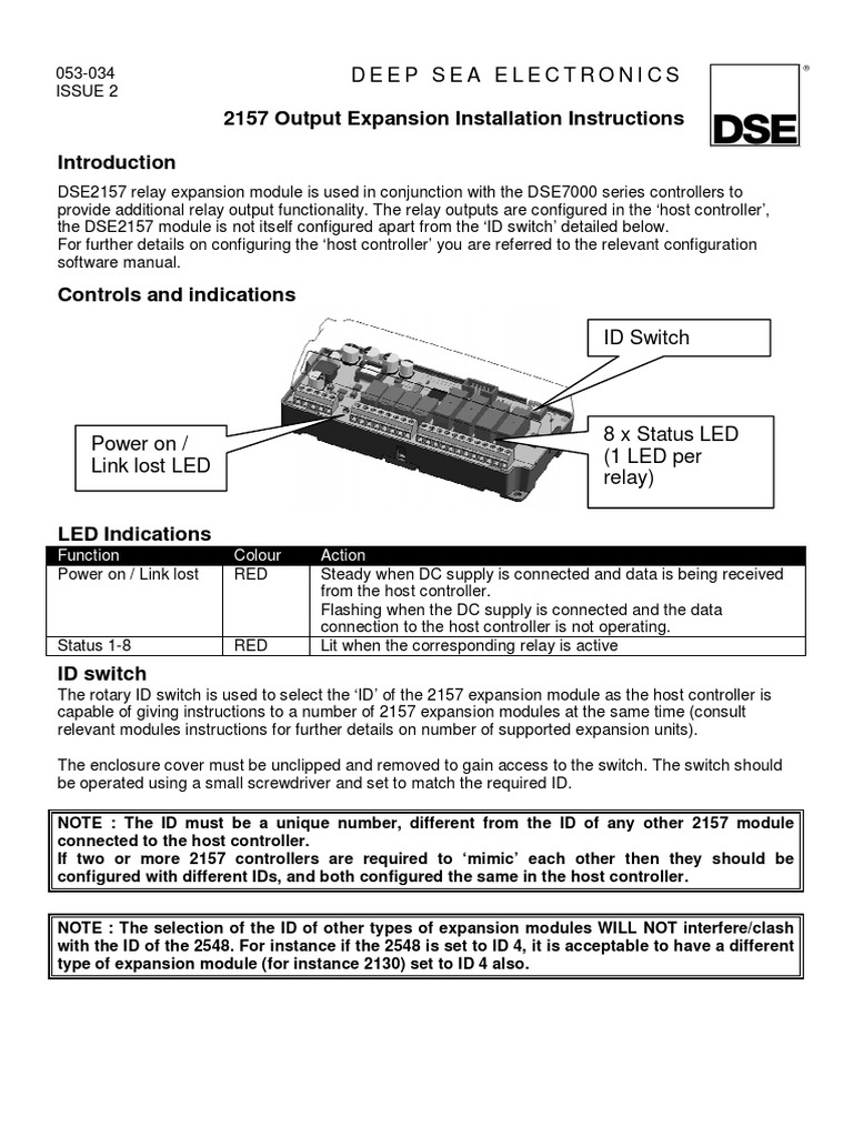 DSE2157 Installation Instructions | PDF | Switch | Relay