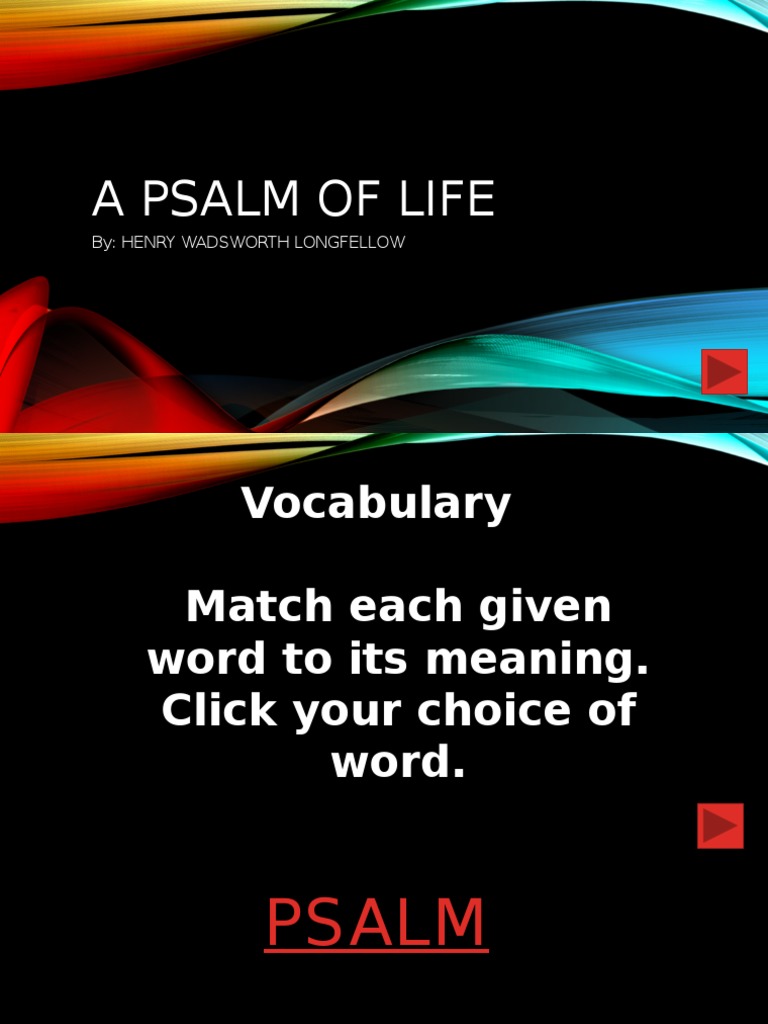 Vocabulary Guide for "A Psalm of Life" | PDF | Language Arts ...