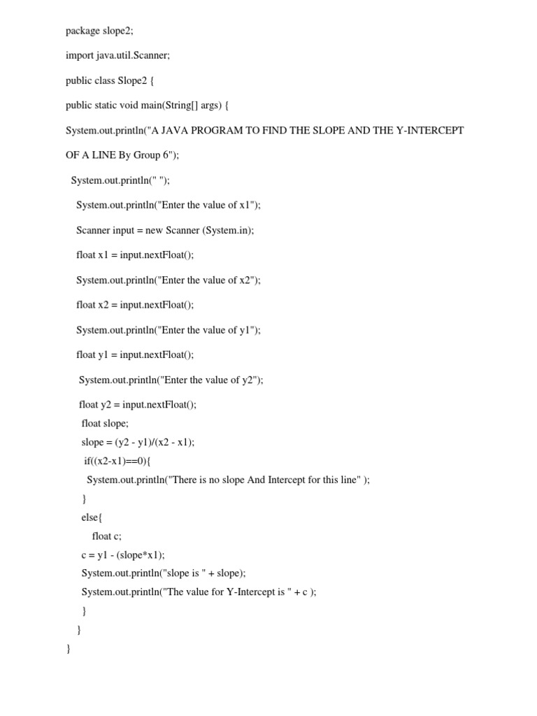 Java Program To Calculate y Intercept | PDF