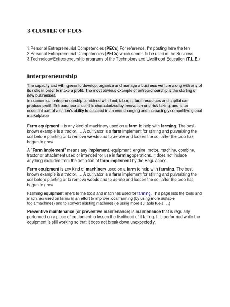 3 Cluster of Pecs: Farming Equipment Refers To The Tools and Machines ...