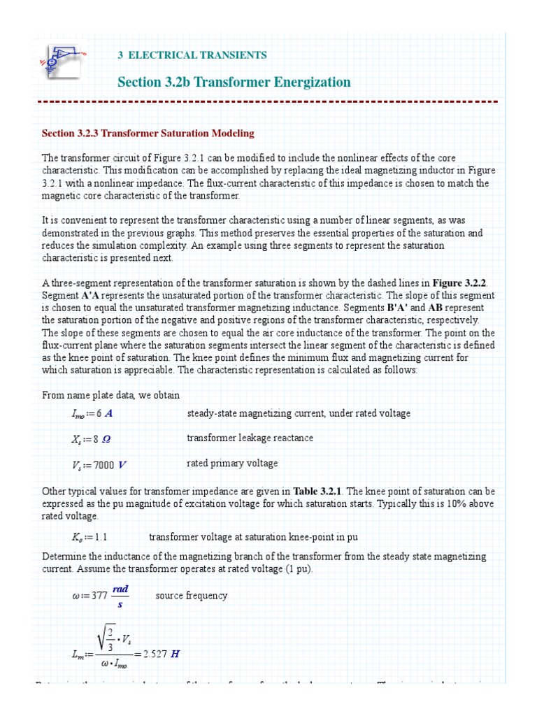 3 - 2b Transformer Energization - Modeling | PDF | Inductance | Transformer