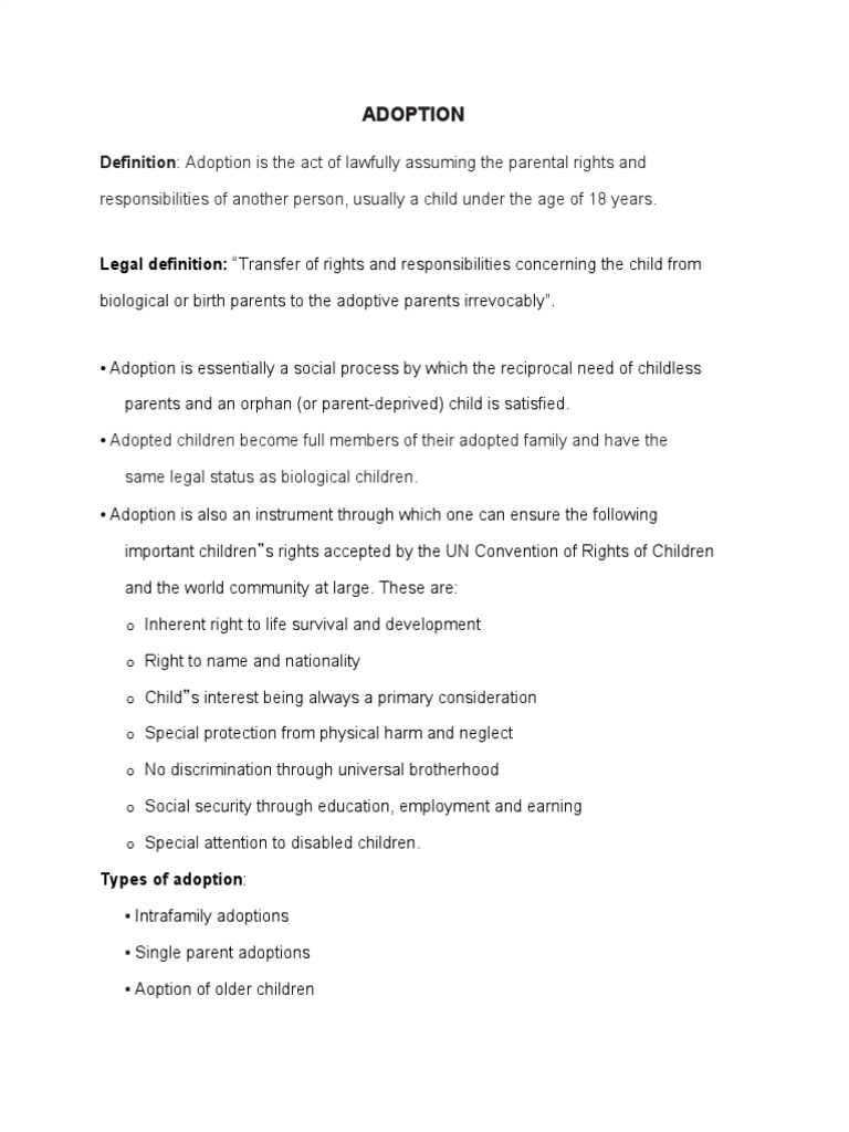 Adoption: Legal Definition | PDF | Adoption | Parent