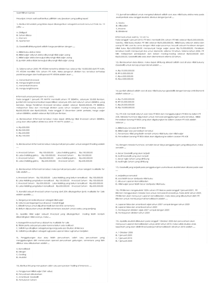 Latihan Soal Uas Akl II Eksi4311 | PDF