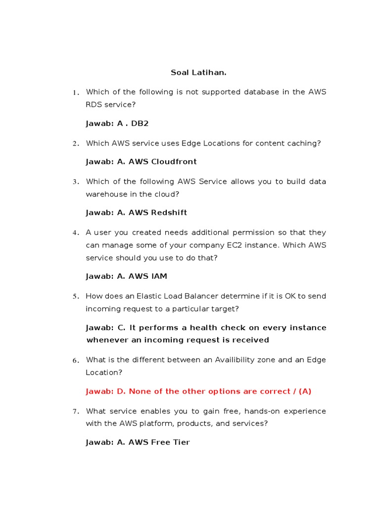 Soal Latihan | PDF | Amazon Web Services | Cloud Computing