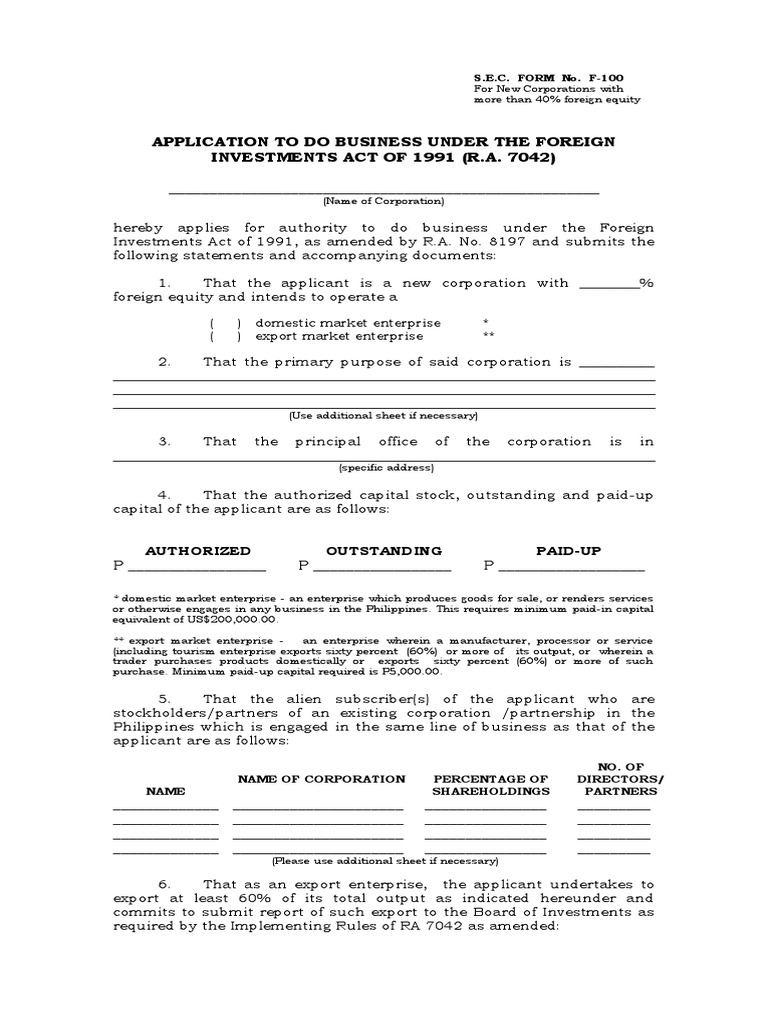 SEC Form F-100 | PDF | Exports | U.S. Securities And Exchange Commission
