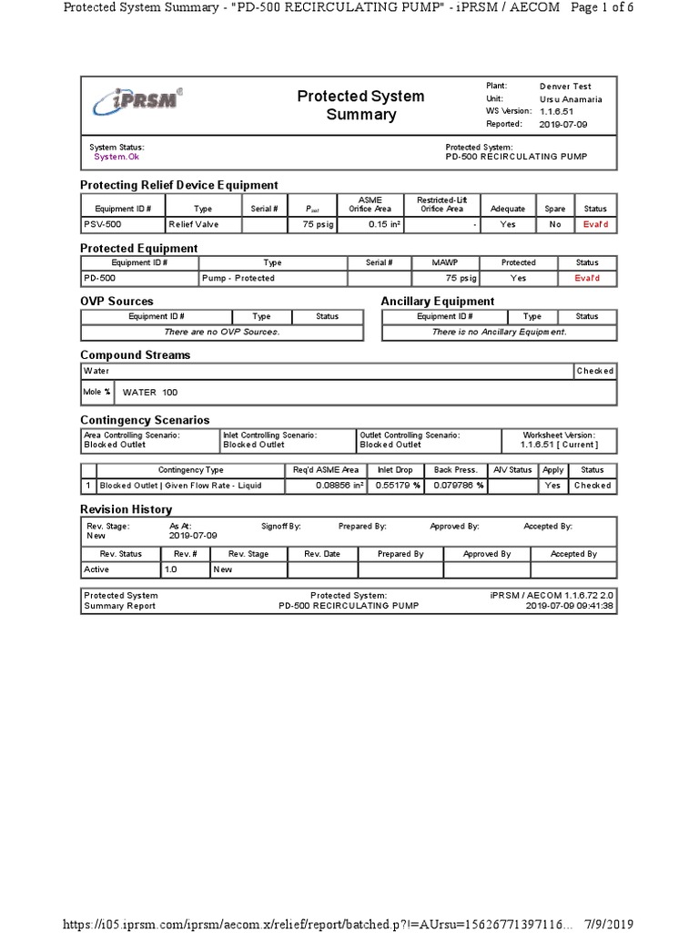 PSV Report | PDF | Liquids | Pump