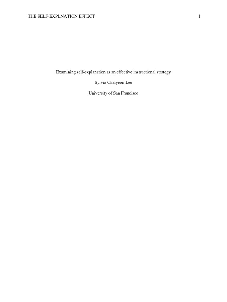 The Self-Explanation Effect | PDF | Data Analysis | Learning