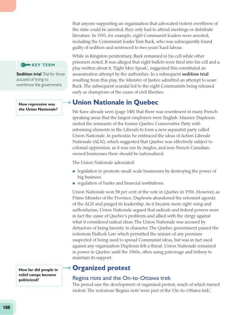 Union Nationale in Quebec: Sedition Trial Trial For Those | PDF | Great ...