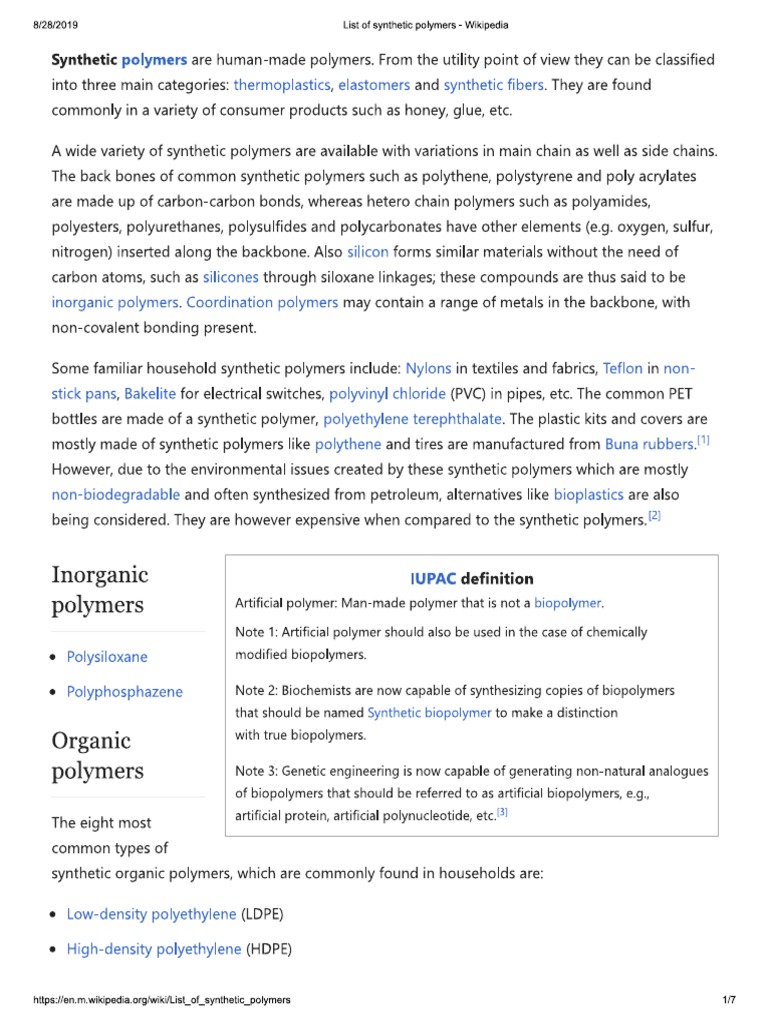 Types of Polymers | PDF
