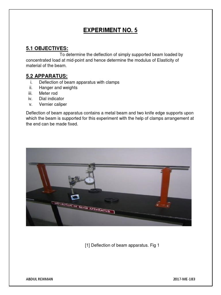 Experiment No.5 | PDF | Bending | Beam (Structure)