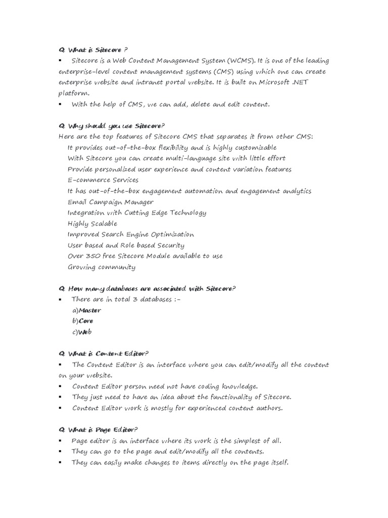 Sitecore Interview Questions PDF | PDF | Websites | Databases