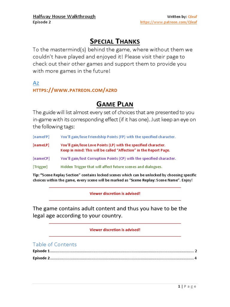 Halfway House Episode 2 Walkthrough Guide | PDF | Leisure | Sports