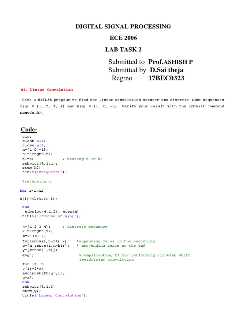 Correlatio and Convolution Using Matlab | PDF | Convolution | Digital Signal Processing