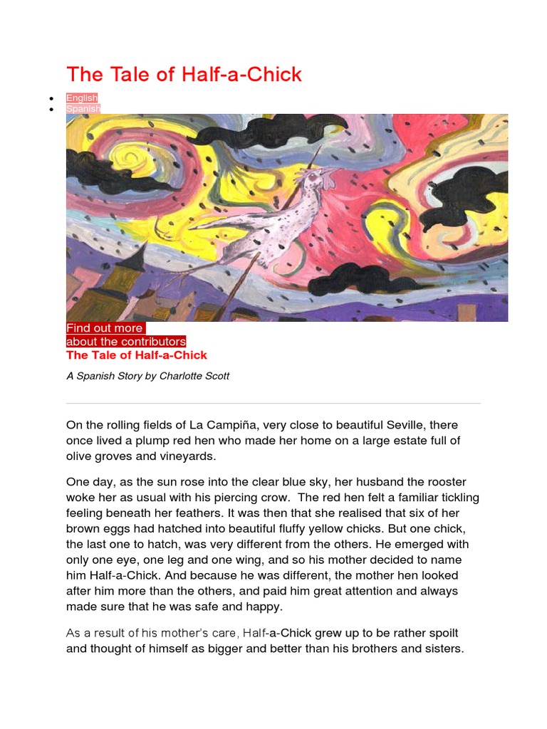 Half-a-Chick: A Spanish Fable | PDF | Chicken | Nature