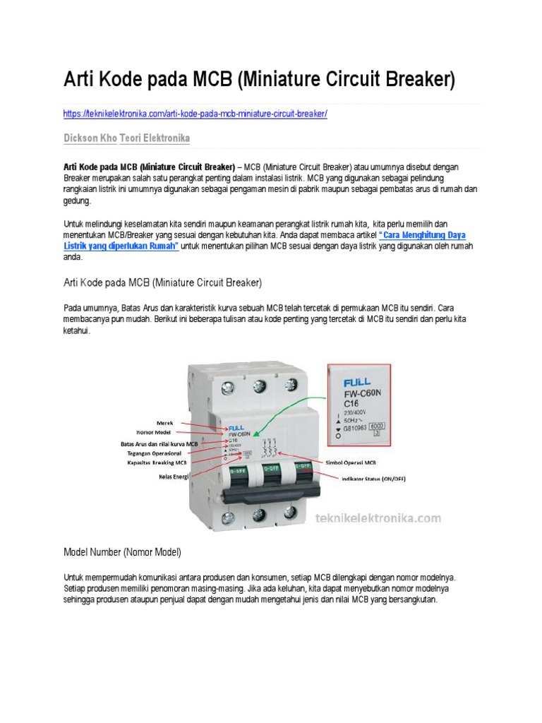 Arti Kode Pada MCB (Miniature Circuit Breaker) | PDF