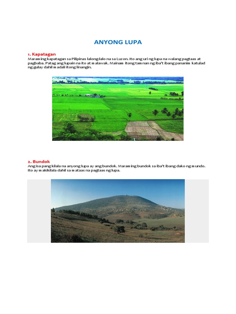 Mga Anyong Lupa At Tubig Sa Daigdig Mga Anyong Lupa | PPT