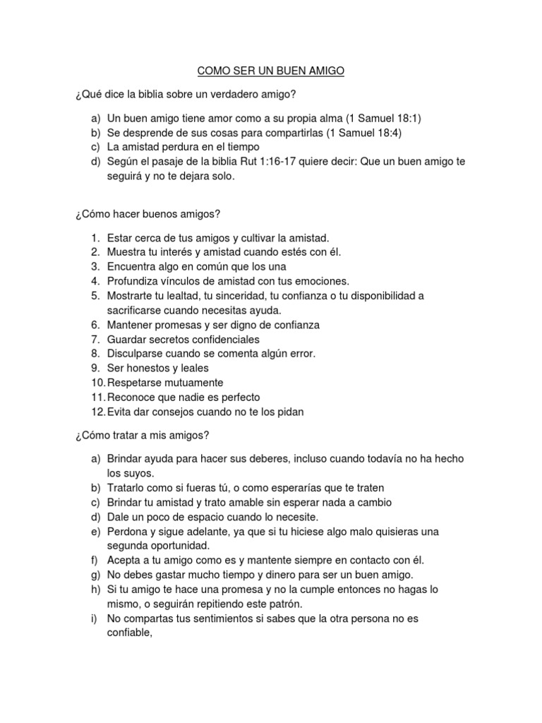 Como Ser Un Buen Amigo | PDF