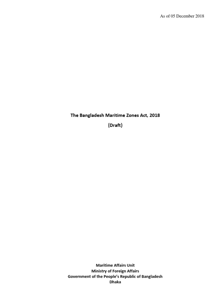 Bangladesh Maritime Zone Act 2018 Draft | PDF | Territorial Waters ...