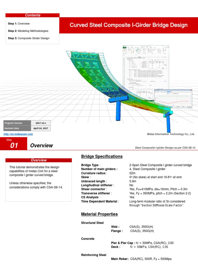 Curved Steel Composite I-Girder Bridge Design To CSA | PDF | Composite ...